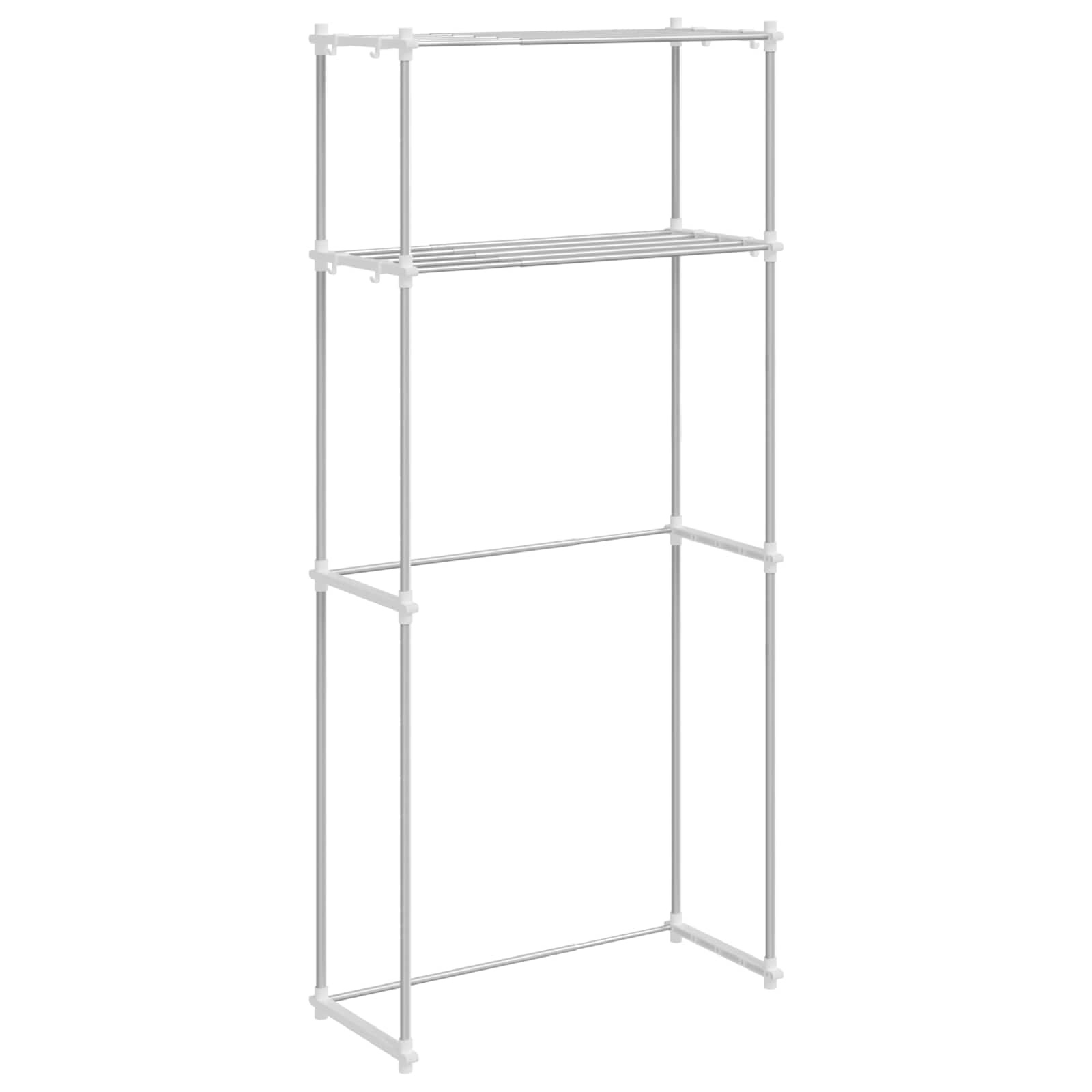 vidaXL Polica za pralni stroj Bela 70 x 27 x 136 cm Aluminij | vidaXL.si
