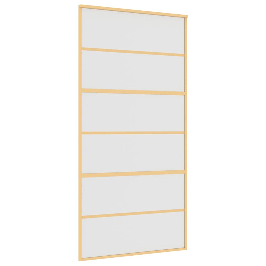 vidaXL Drsna vrata zlata 102,5x205 cm mat ESG steklo in aluminij ...